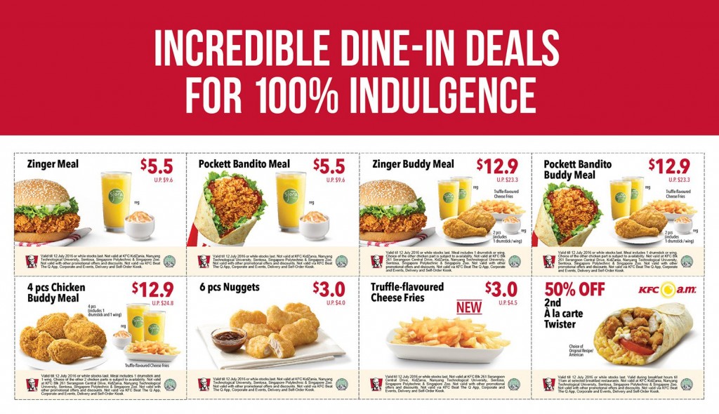 KFC: Dine-in/Takeaway Coupons (8 Jun - 12 Jul 16) | MoneyDigest.sg