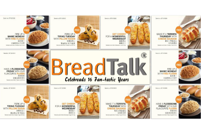 BreadTalk: 16th Anniversary - 50% OFF 2nd Fan Favourite Bun, Vouchers ...