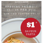 Saveur lets you enjoy their signature pasta for just $1 with purchase ...