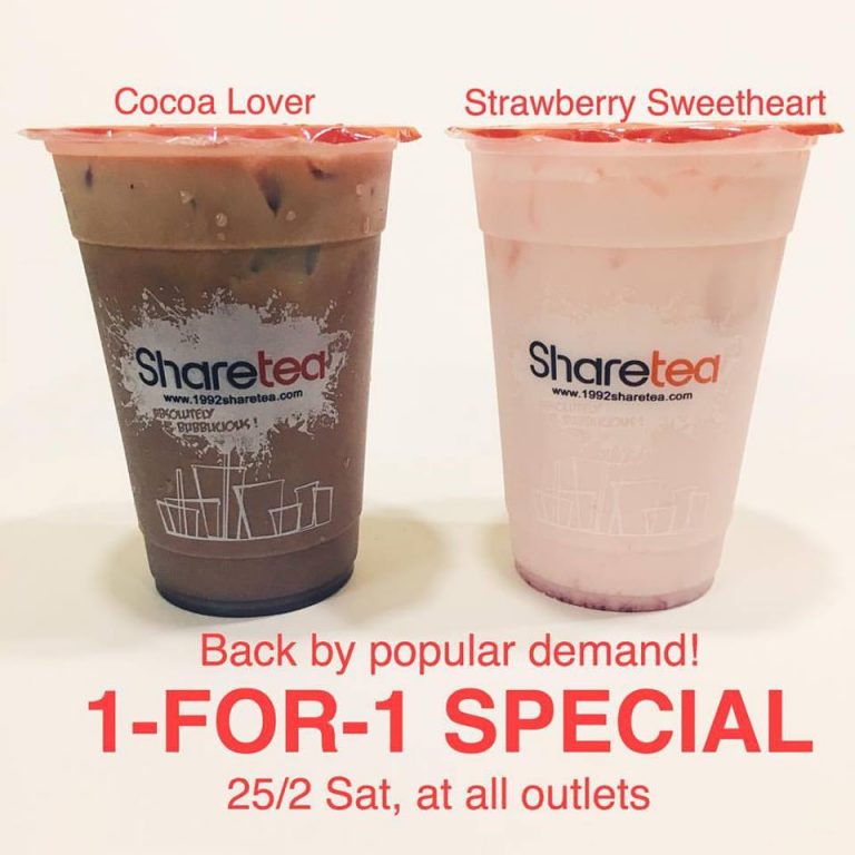 This Saturday, 25 Feb, all Sharetea outlets will offer 1-for-1 special ...