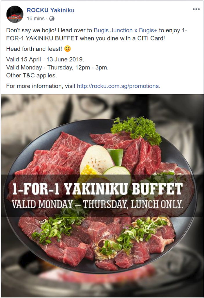 ROCKU Yakiniku is offering 1-for-1 Yakiniku Buffet for Citi Cardmembers ...