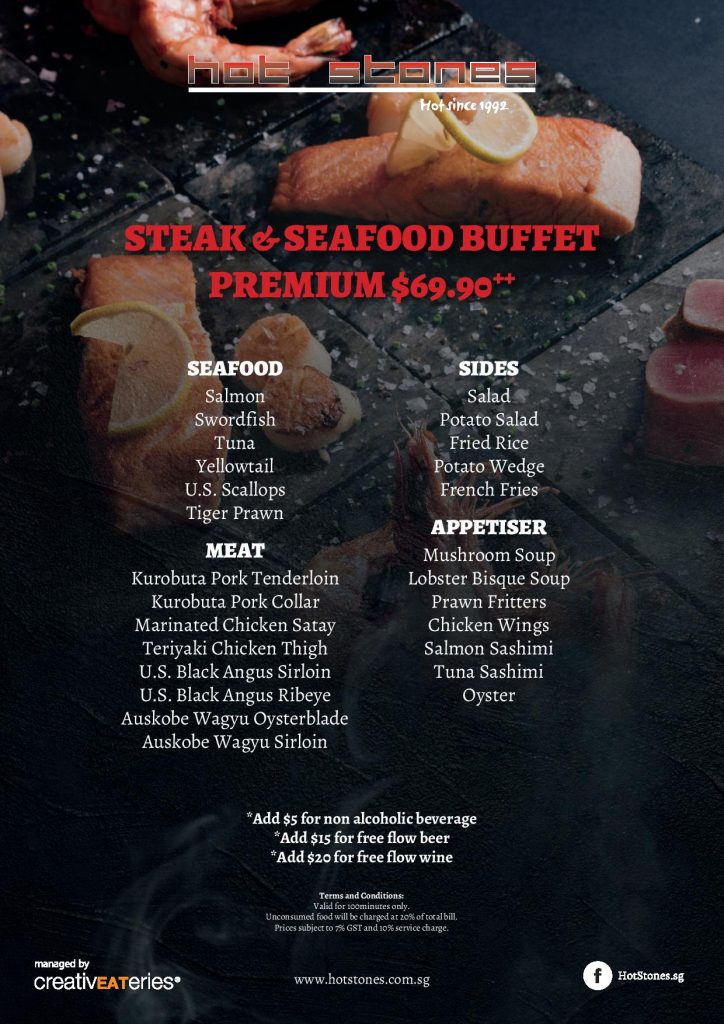 1-for-1 Steak and Seafood Buffet (from $49.90++) at Hot Stones from 9 ...