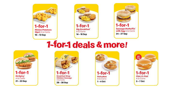 McDonald's offering 1-for-1 deals and more from 10 Sep - 7 Oct 2020 ...