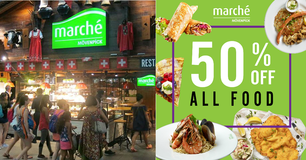 Marché Mövenpick has a promotion that offers 50% off all food from now ...