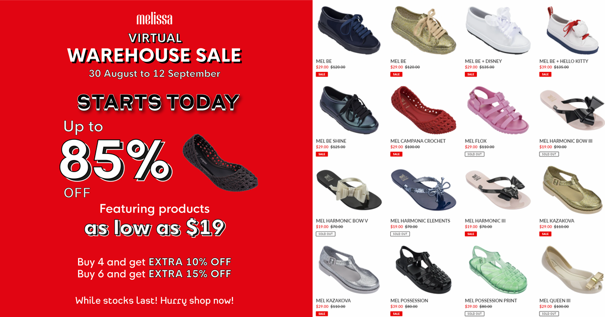 Melissa Shoes runs online warehouse sale offering discounts at up to 85 ...