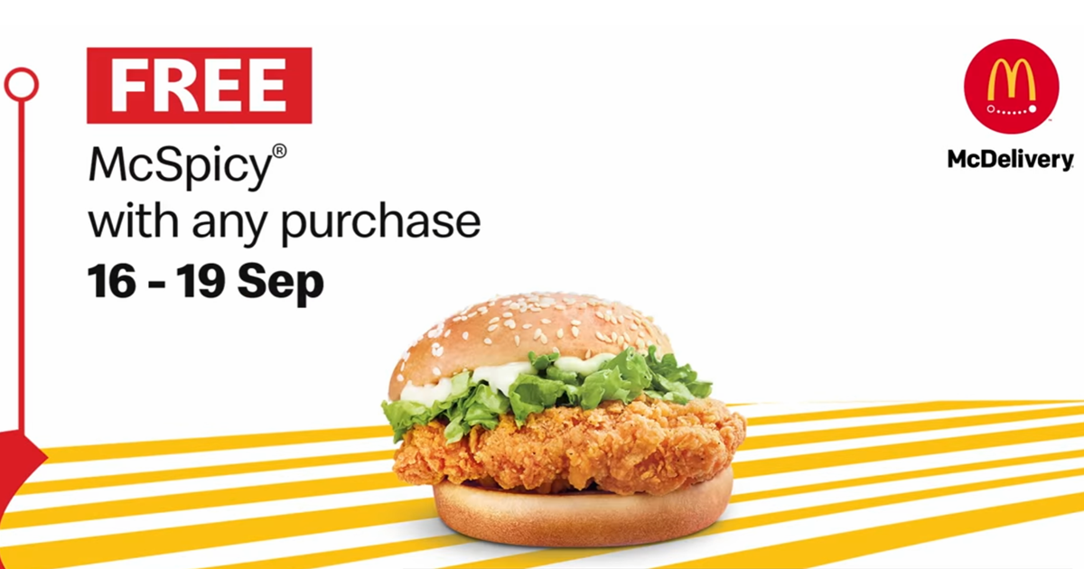 McDelivery Promo Code Gets You A Free McSpicy Burger From 16 to 19 Sep ...