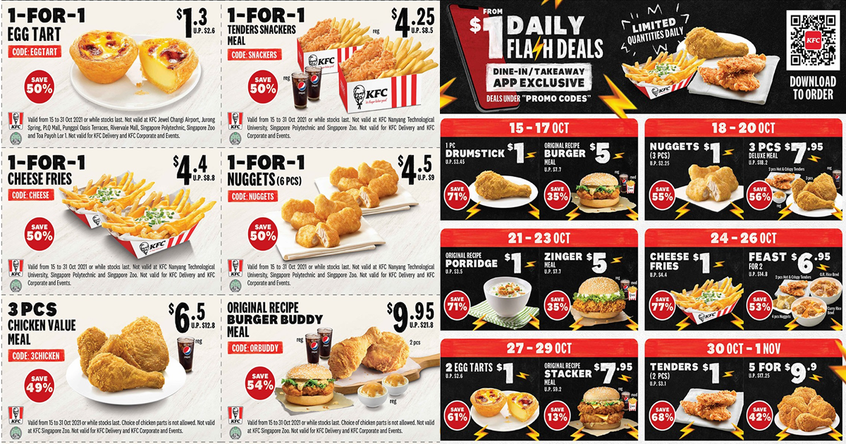 KFC S'pore offering $1 chicken, $1 cheese fries, 1-FOR-1 meals and more ...