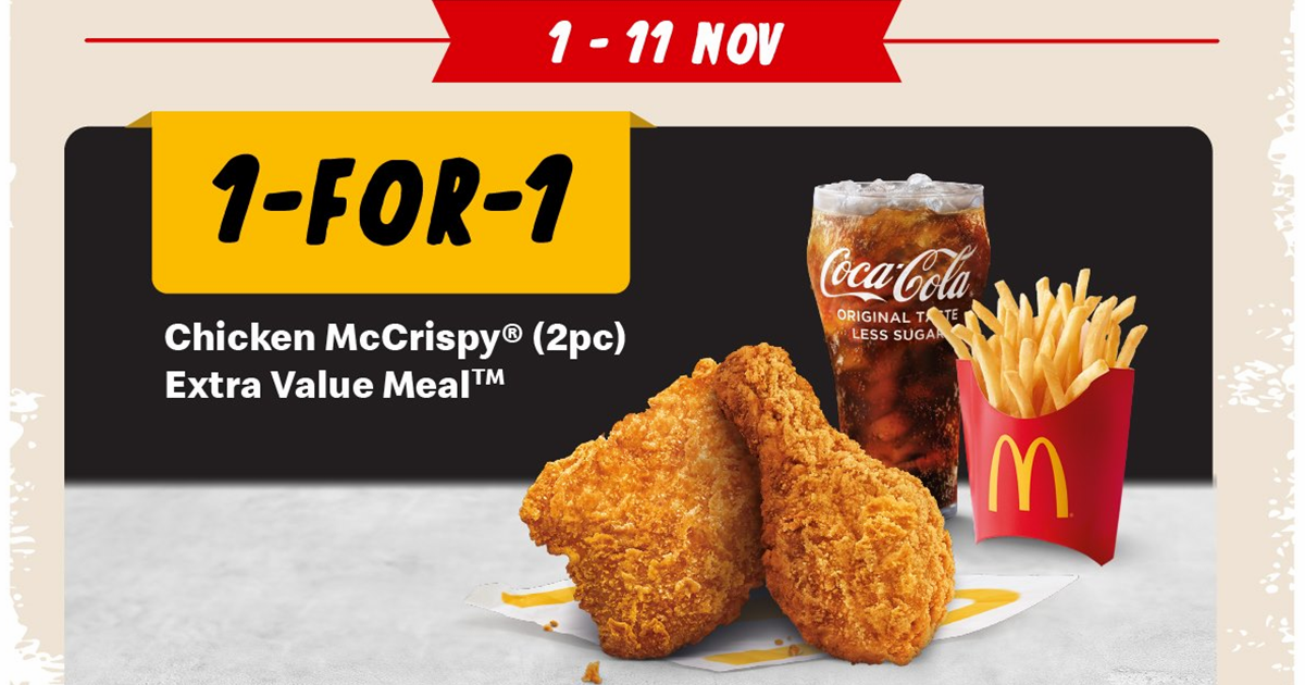 11.11 Promo: 1-FOR-1 Chicken McCrispy® (2pc) Meal at McDonald's from ...