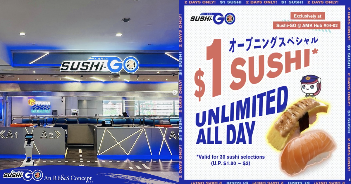 Unlimited $1 Sushi Promotion at Sushi-GO's new outlet at AMK Hub from ...