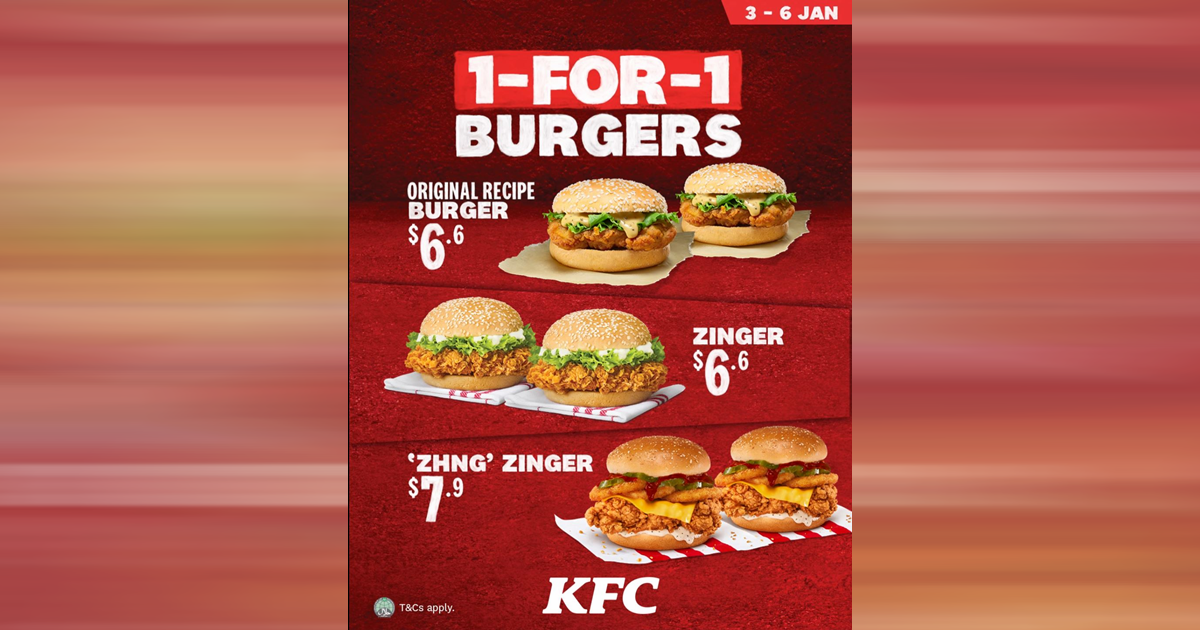 KFC ushers in the New Year with 1-FOR-1 burgers from 3 - 6 Jan 22 ...
