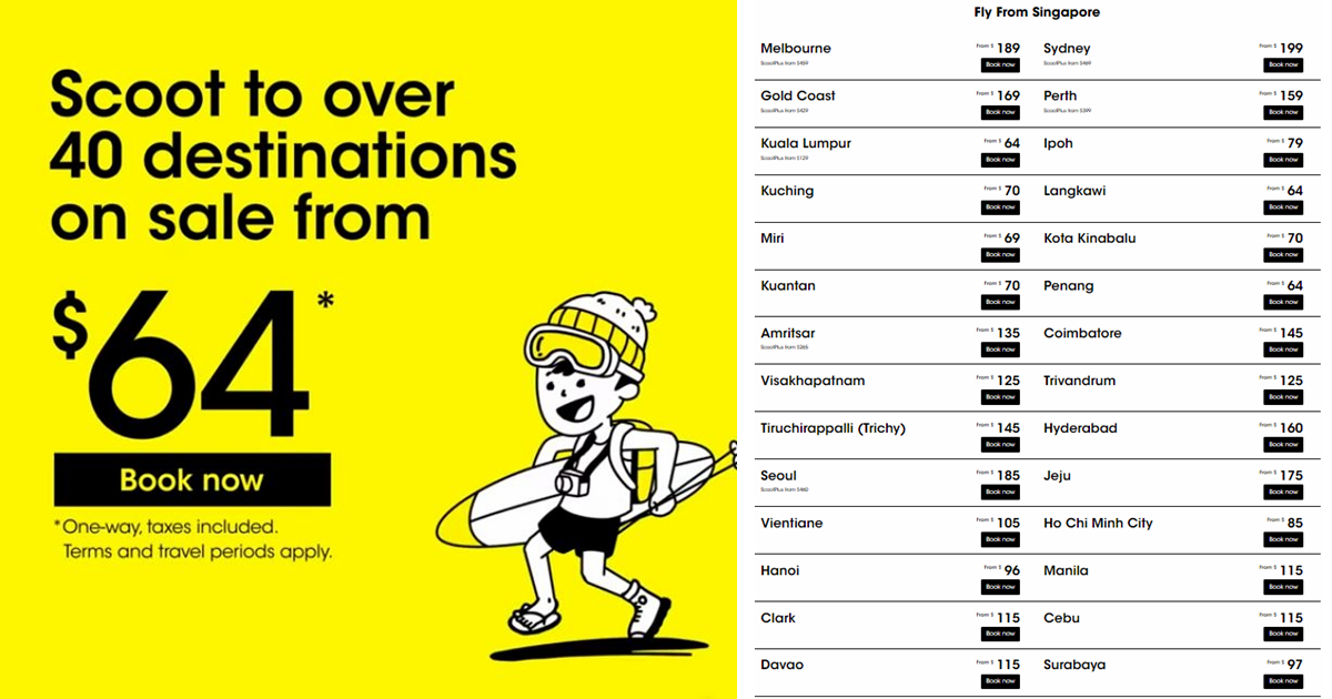 Scoot is having a New Year Sale from 4 - 10 Jan 23, have fare deals to ...