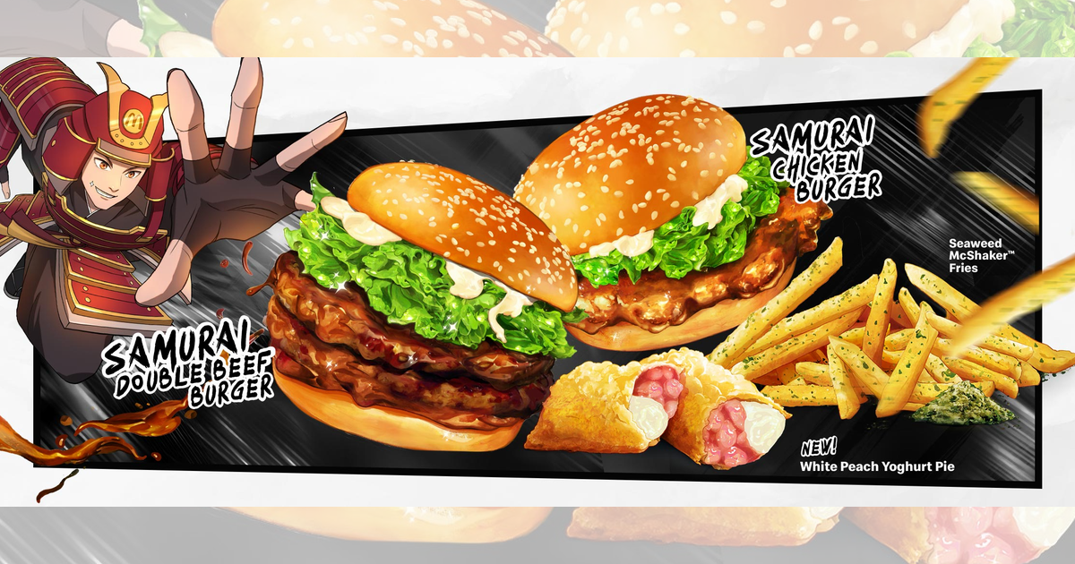 Samurai Burgers, Seaweed McShaker™ Fries, White Peach Yoghurt Pie are ...