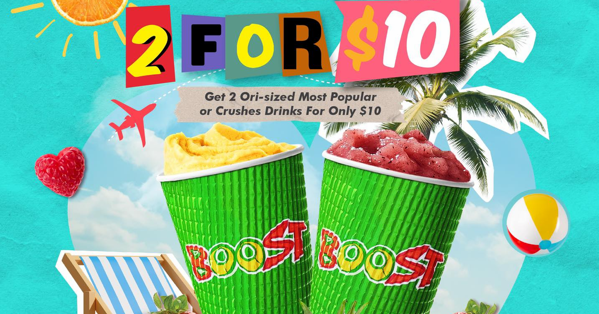 Boost Juice Bar offering 2 Original-sized Most Popular or Crush for ...