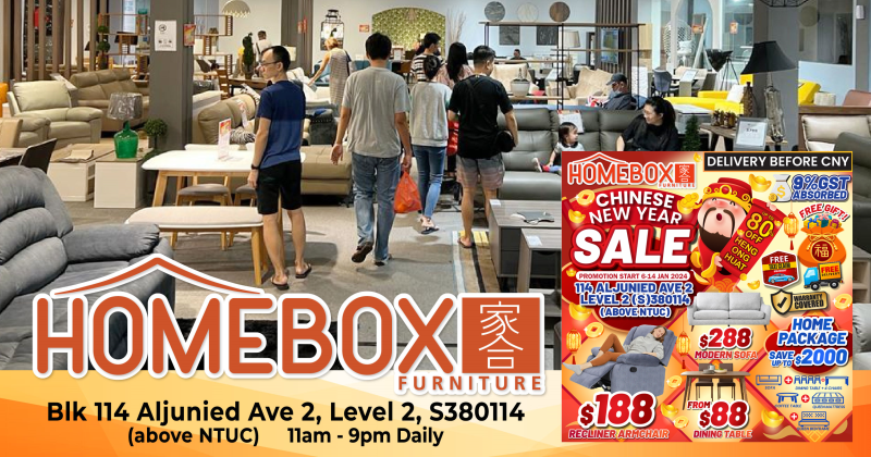 Over 7,000 furniture to clear at this festive CNY Sale at Homebox Furniture @ Aljunied from now ...