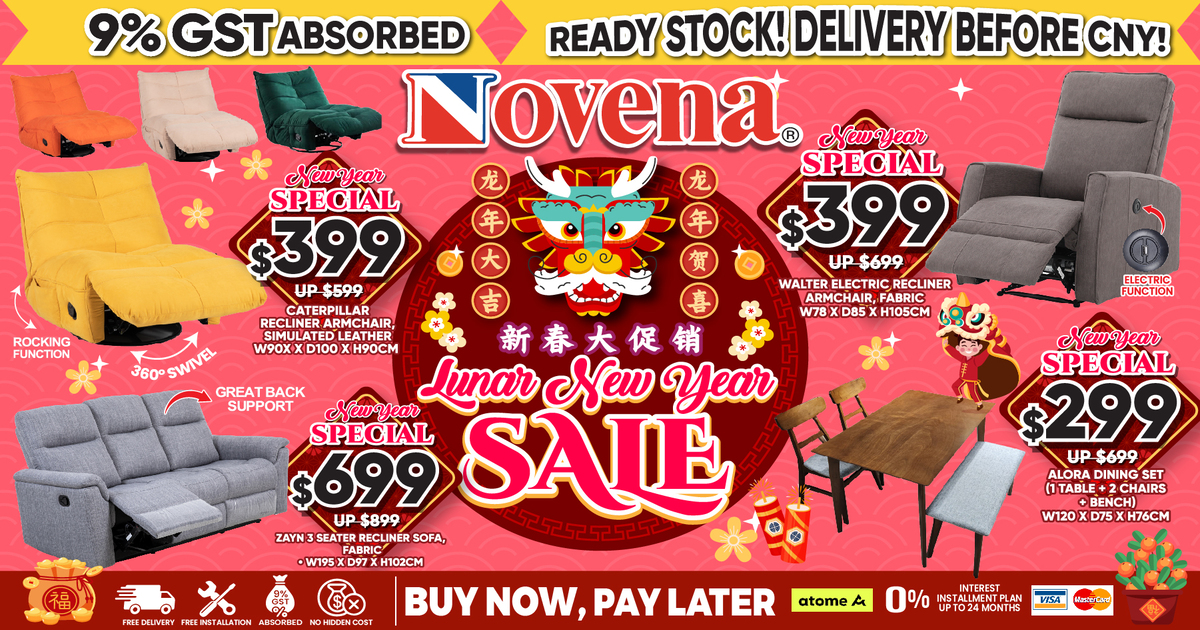 Novena Furniture to absorb 9% GST on furniture purchase in their Lunar ...