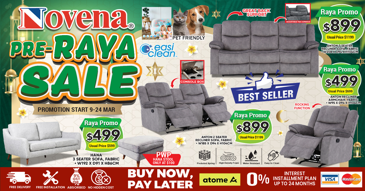 Novena Furniture to absorb 9% GST on all furniture purchase with free ...