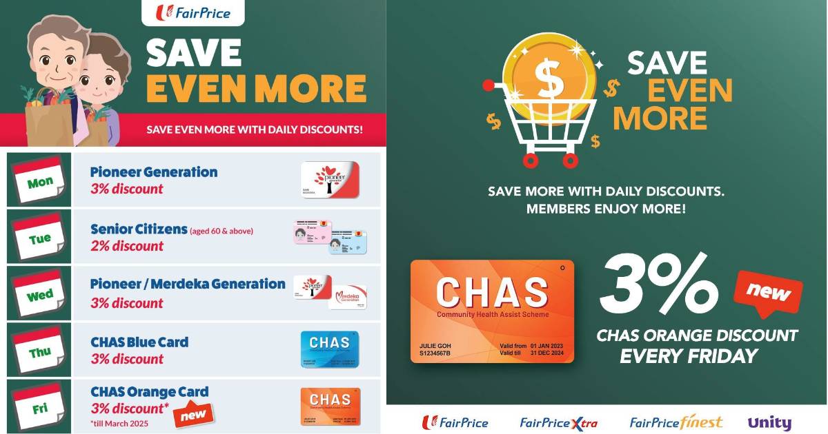 FairPrice offers a 3% discount to CHAS Orange cardholders every Friday ...