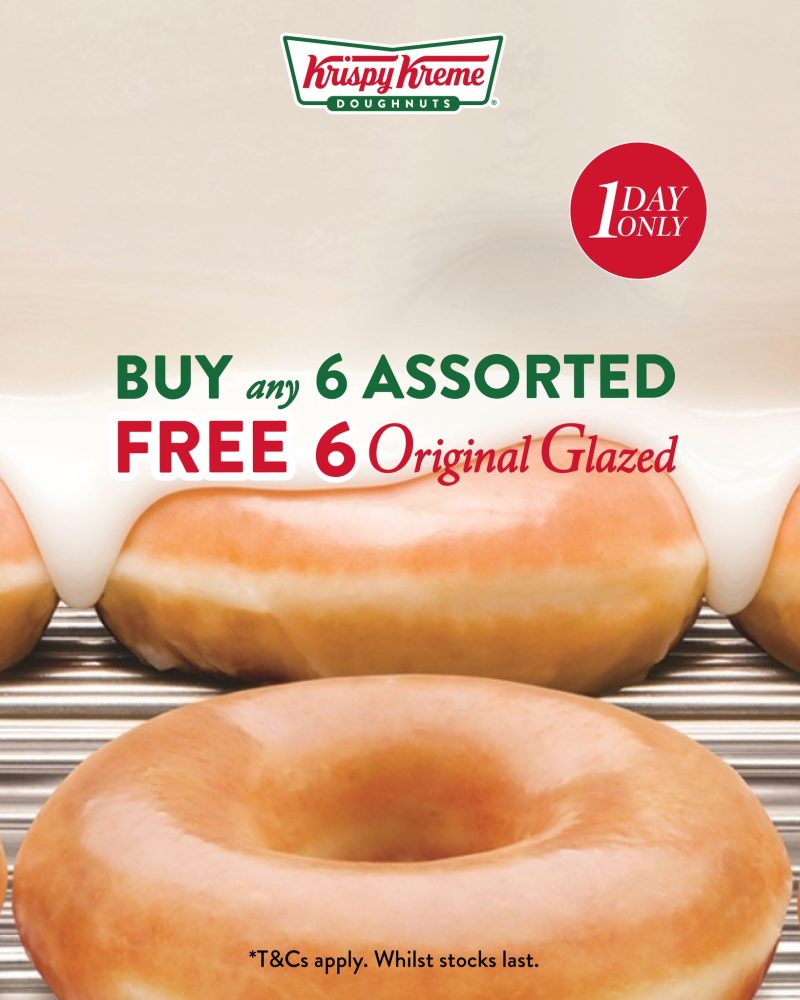 Krispy Kreme giving 6 Original Glazed doughnuts for FREE with any ...