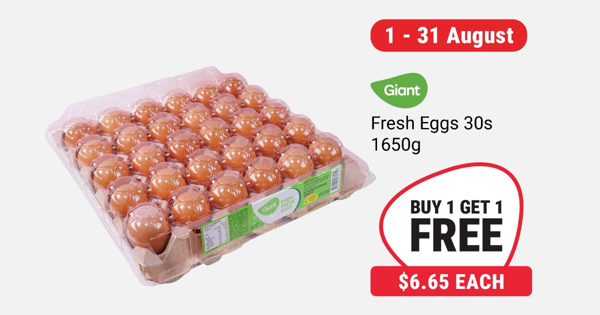 Buy 1 Get 1 Fresh Eggs 30s at Giant for PAssion POSB Debit Cardmembers ...