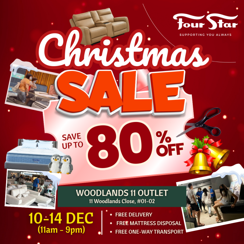 FOUR STAR CHRISTMAS SALE AT WOODLANDS — UP TO 80% OFF SOFAS, MATTRESSES ...