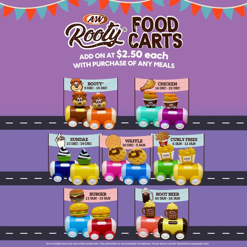 A&W Rooty® Food Carts collectibles are now available from now till 26 ...