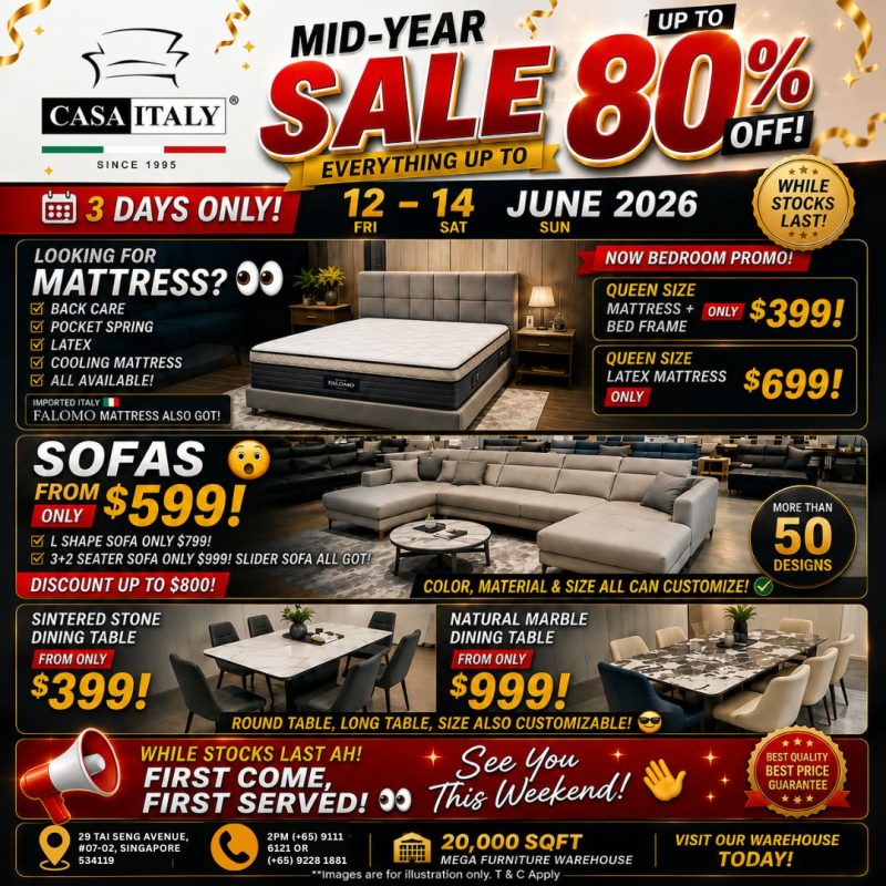 Casa Italy's Mid-Year Sale Has A Wide Range Of Furniture At Up To 80% ...